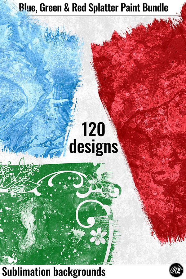 Blue, green and red splatter paint sublimation backgrounds