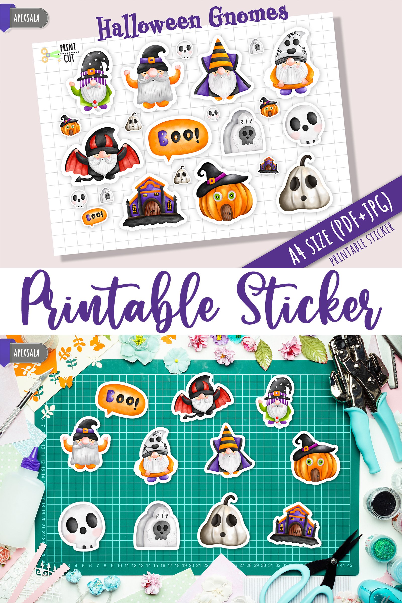 Cute Halloween Gnome Printable Sticker Collection (2147459)