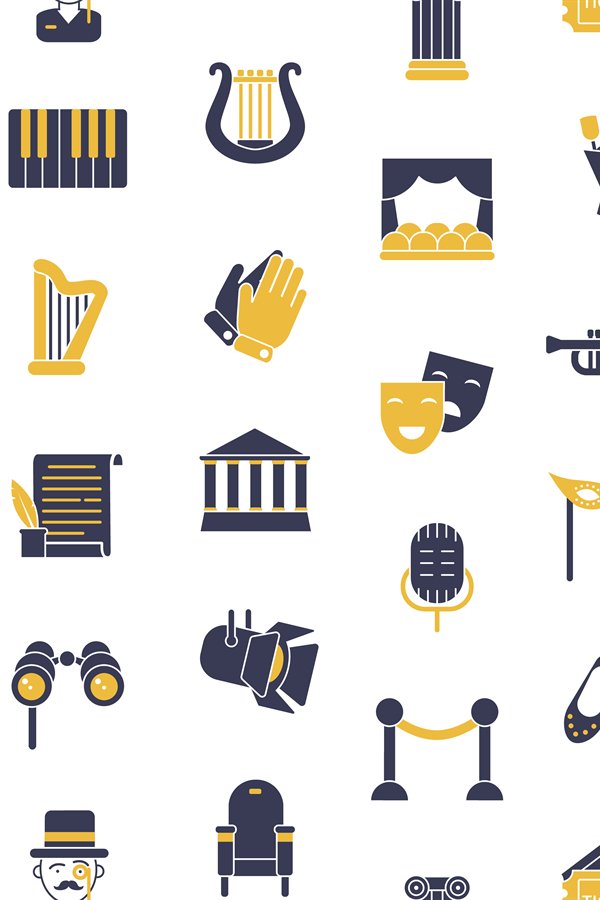 Vector flat theatre icons pattern or background (873830)