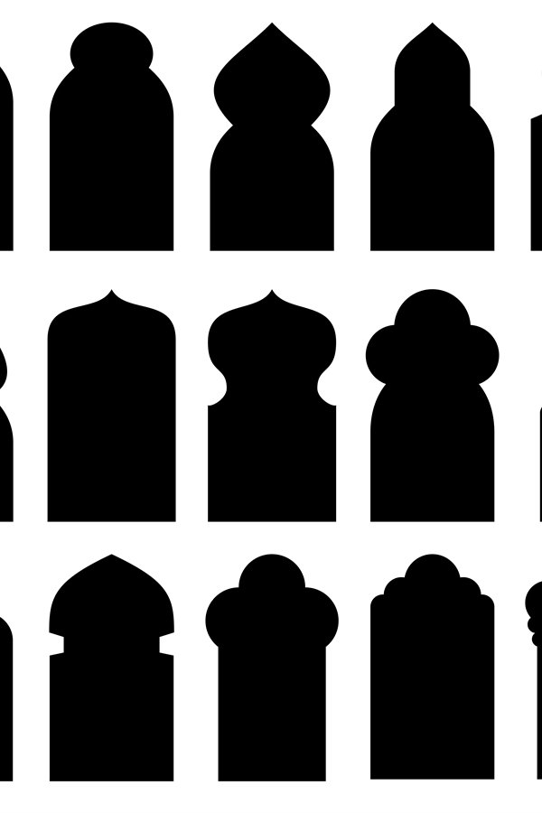 Arabic arch windows and doors in traditional islamic style v