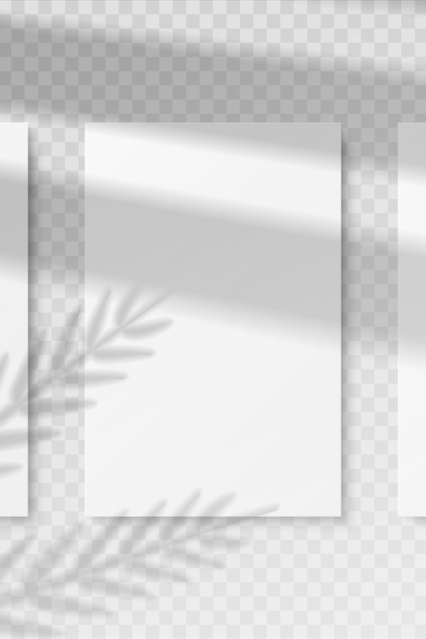 Posters with shadow overlay. White blank banners mockup with
