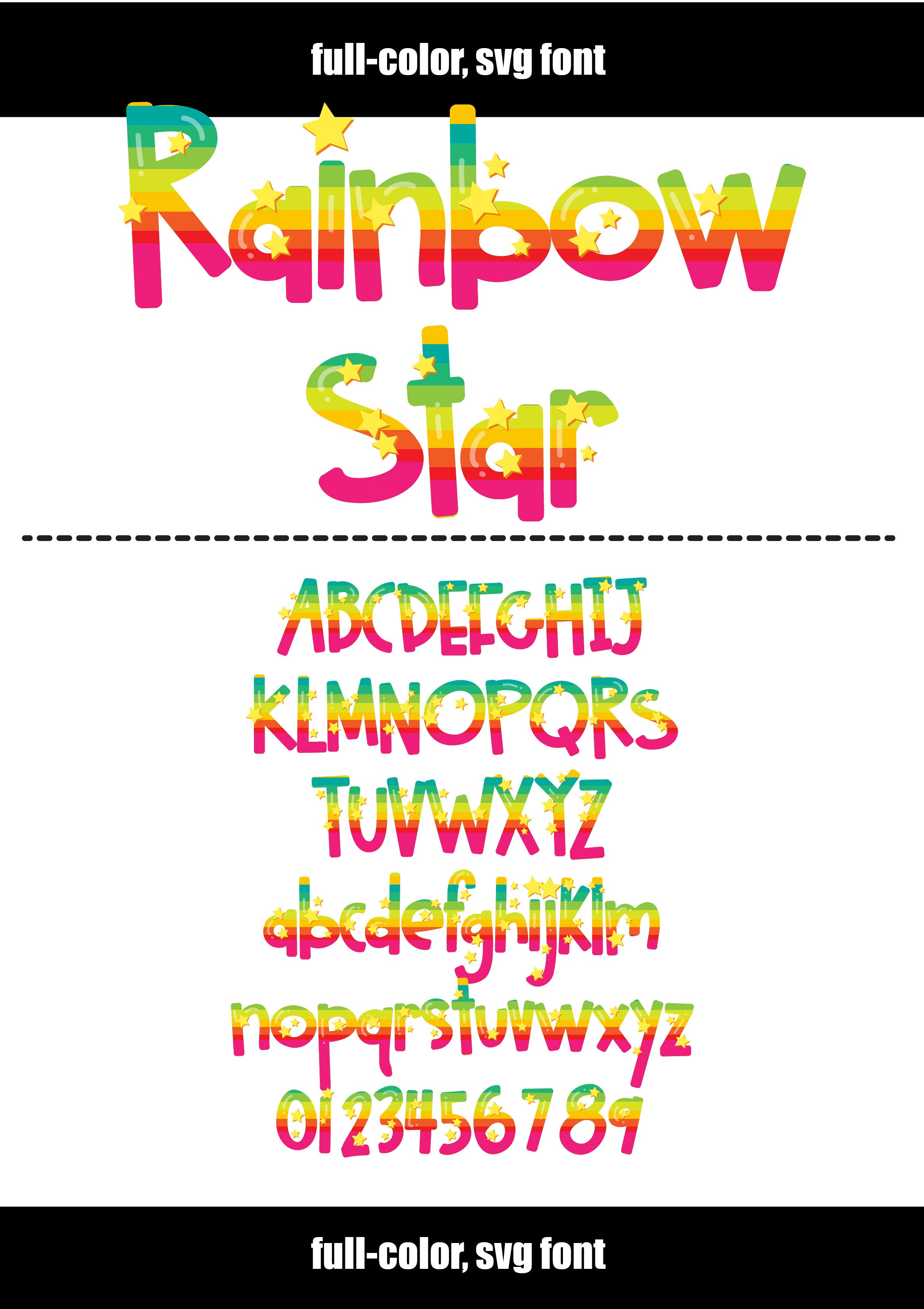 Full Color SVG Rainbow star font