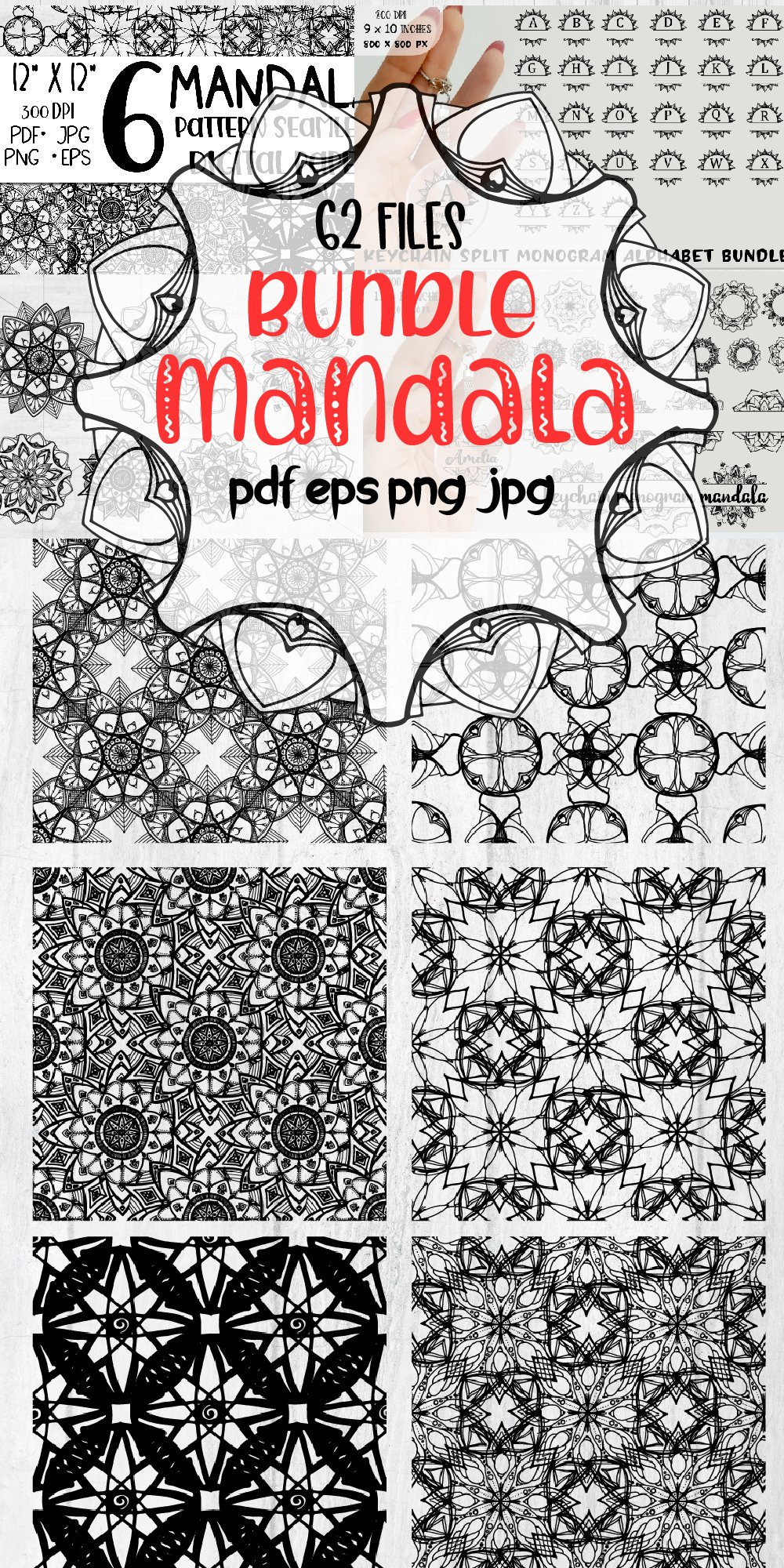 mandalas bundle digital paper PNG keychain mandala (2284436)