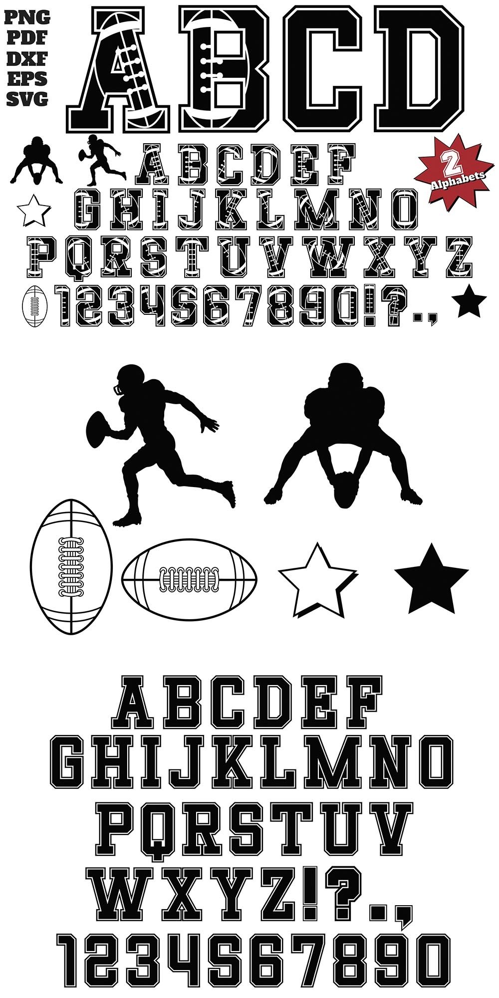 College Alphabet Varsity American Football Alphabet Sports