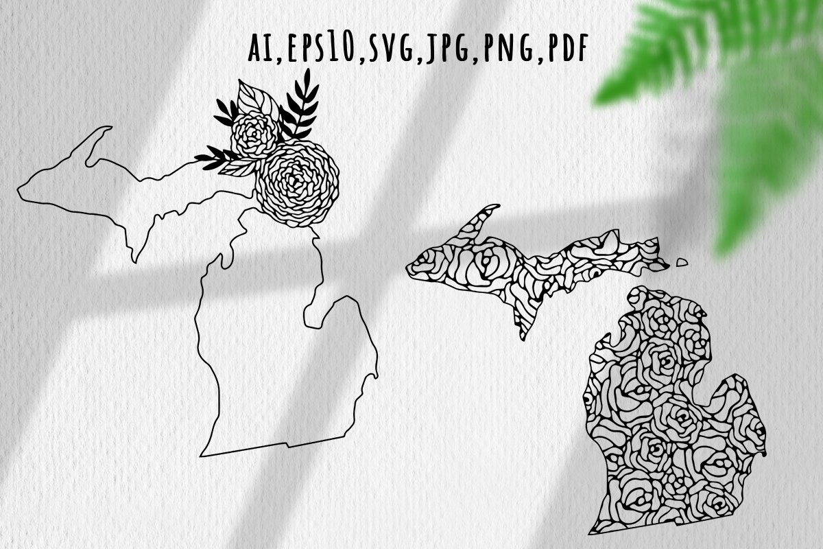 USA Political Divisions. Floral Design State Michigan