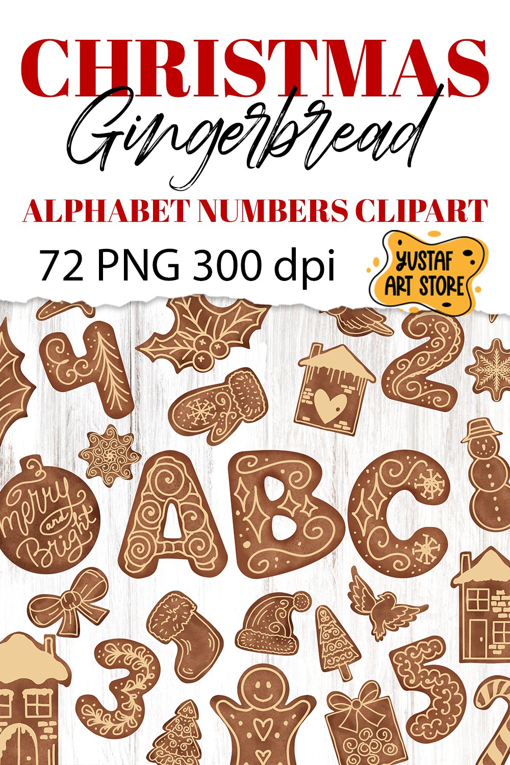 Christmas Gingerbread Bundle. Clipart, Alphabet, Numbers PNG