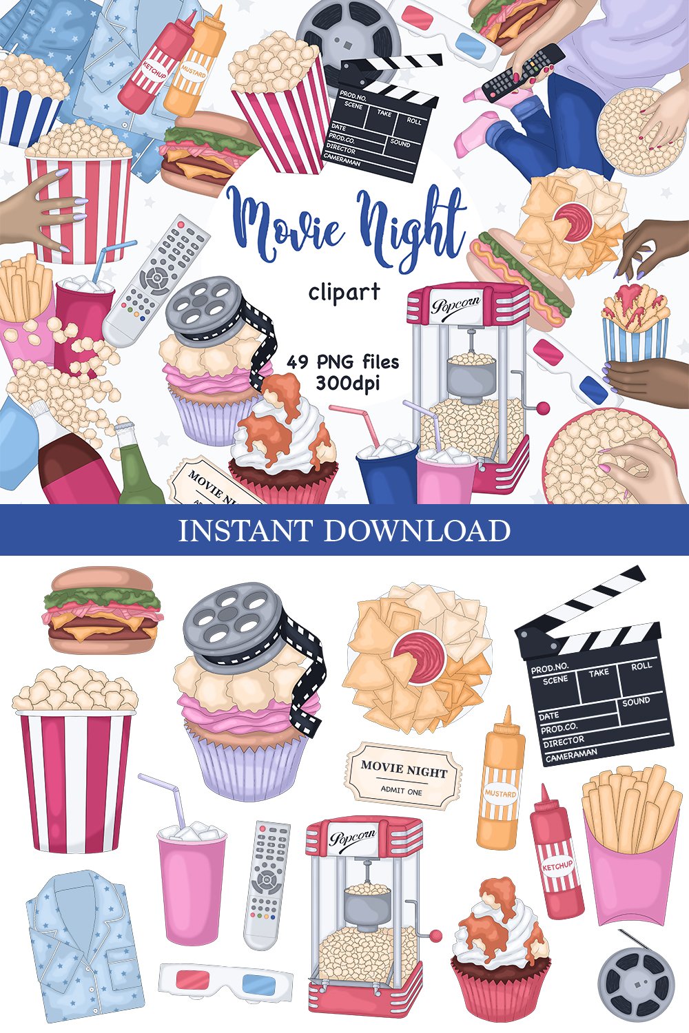 Movie Night Clipart | Weekend Illustration