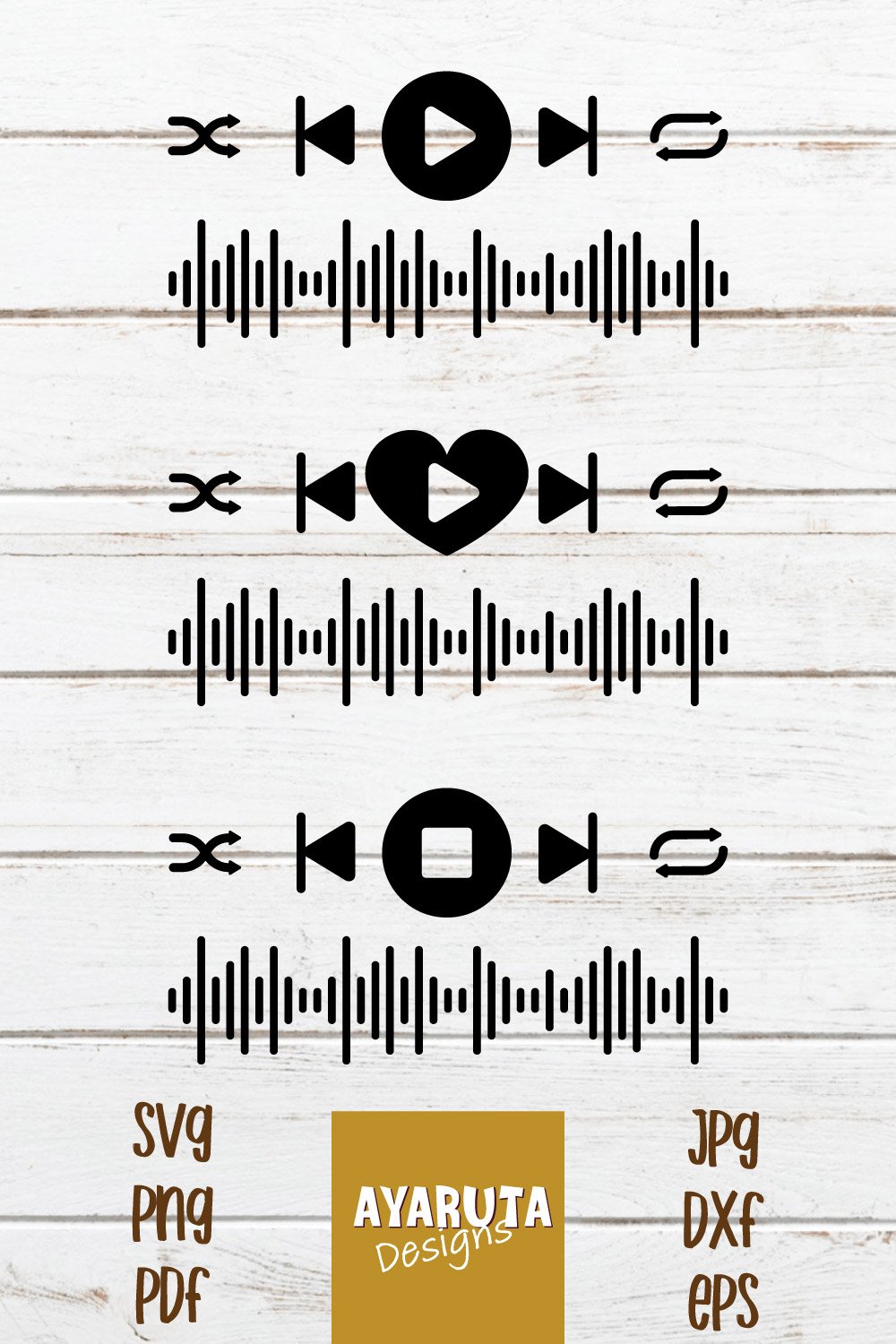 Audio Buttons Stickers, Music Player SVG Cutting template