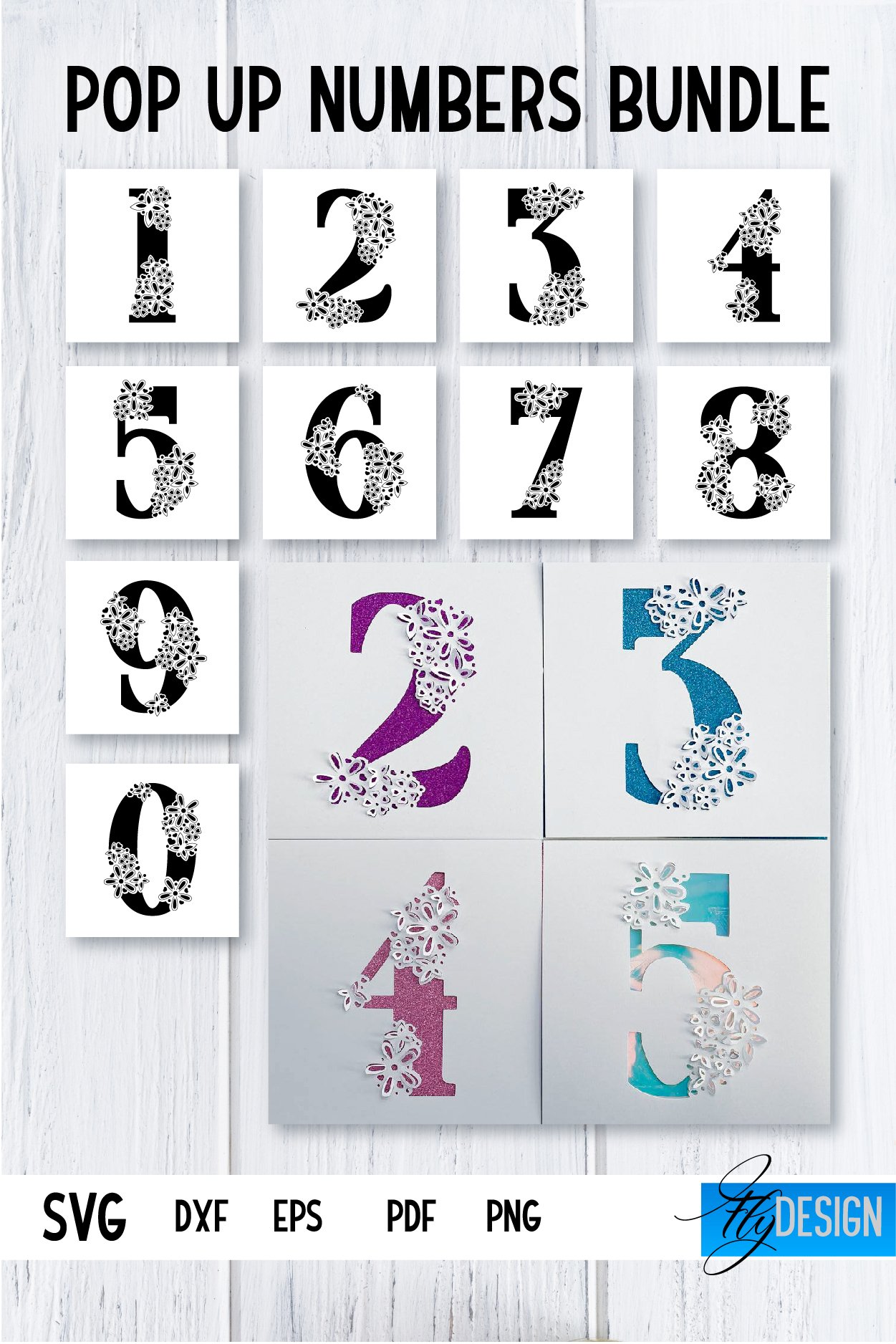 Pop Up Birthday Card | Pop Up Flowers card SVG | Numbers SVG