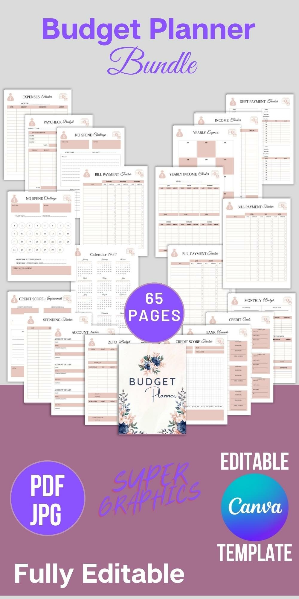 Budget Planner Bundle|Canva Template|Editabe Finance Planner