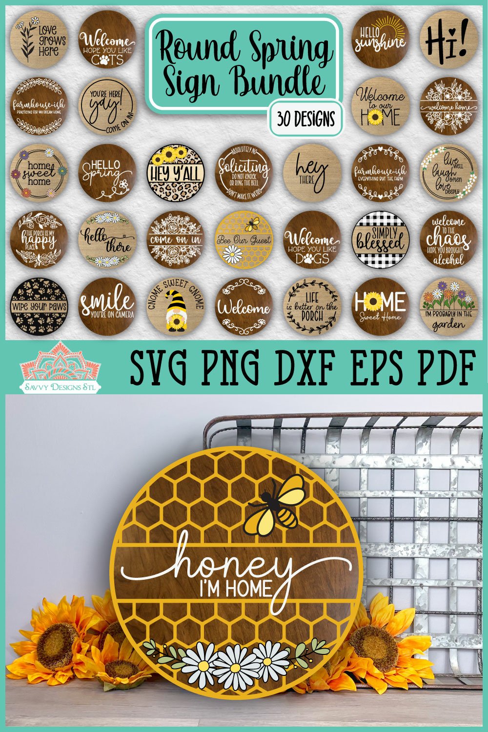 Round Spring Sign Bundle | SVG Farmhouse Round Signs