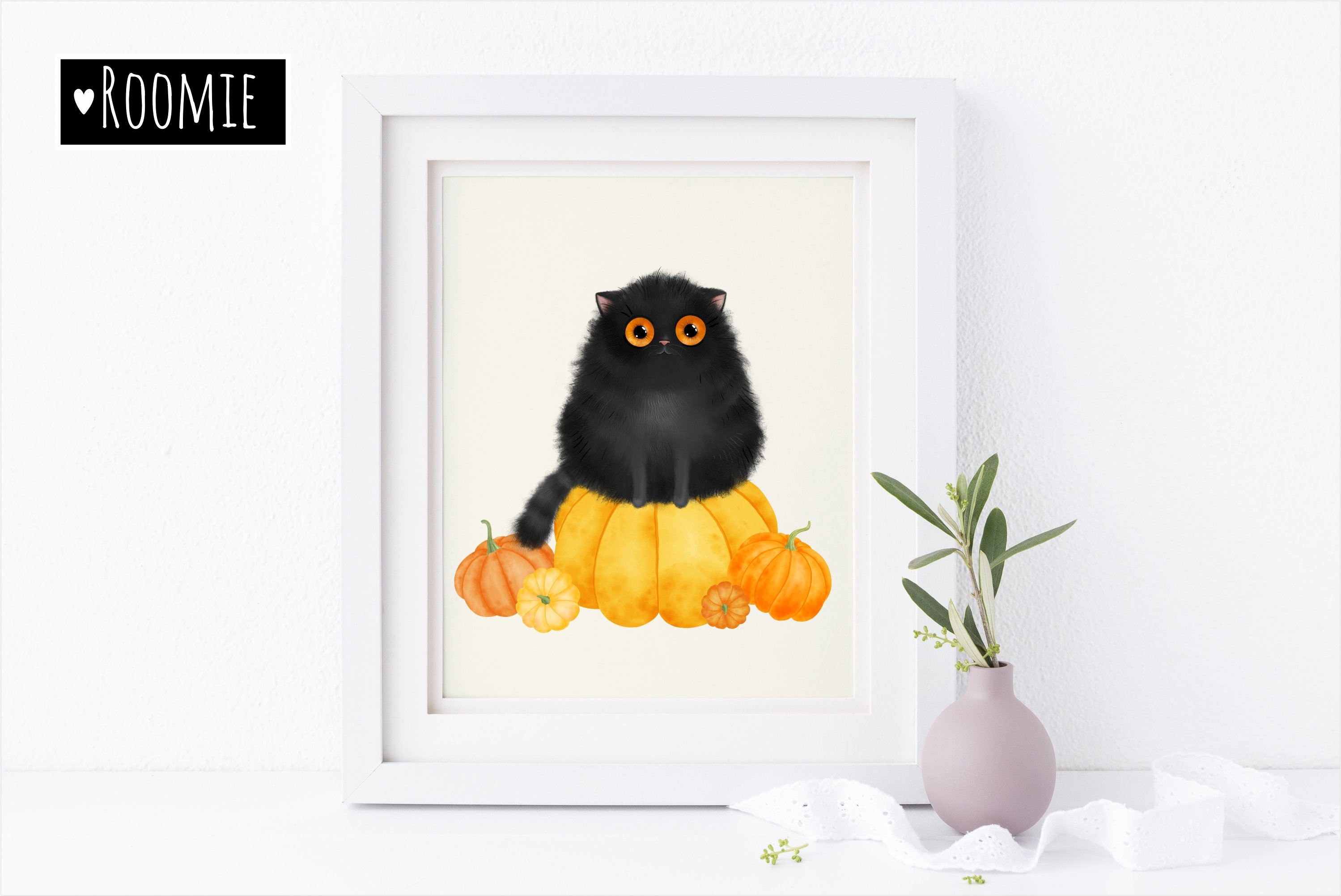 Cat print, Halloween Printable clipart DIY png Gift Decor