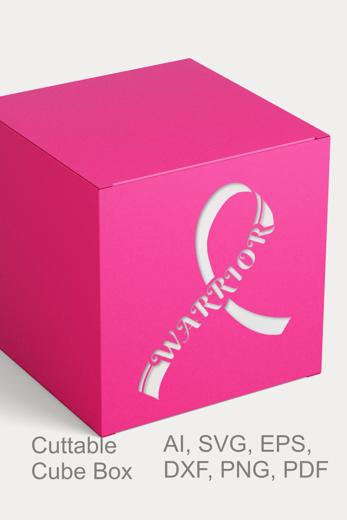 Warrior Cancer Awareness Ribbon Cube Gift Box Paper Cut SVG
