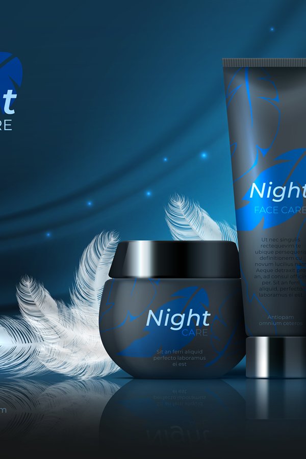 Night cosmetic background. Beauty skin care product, night c