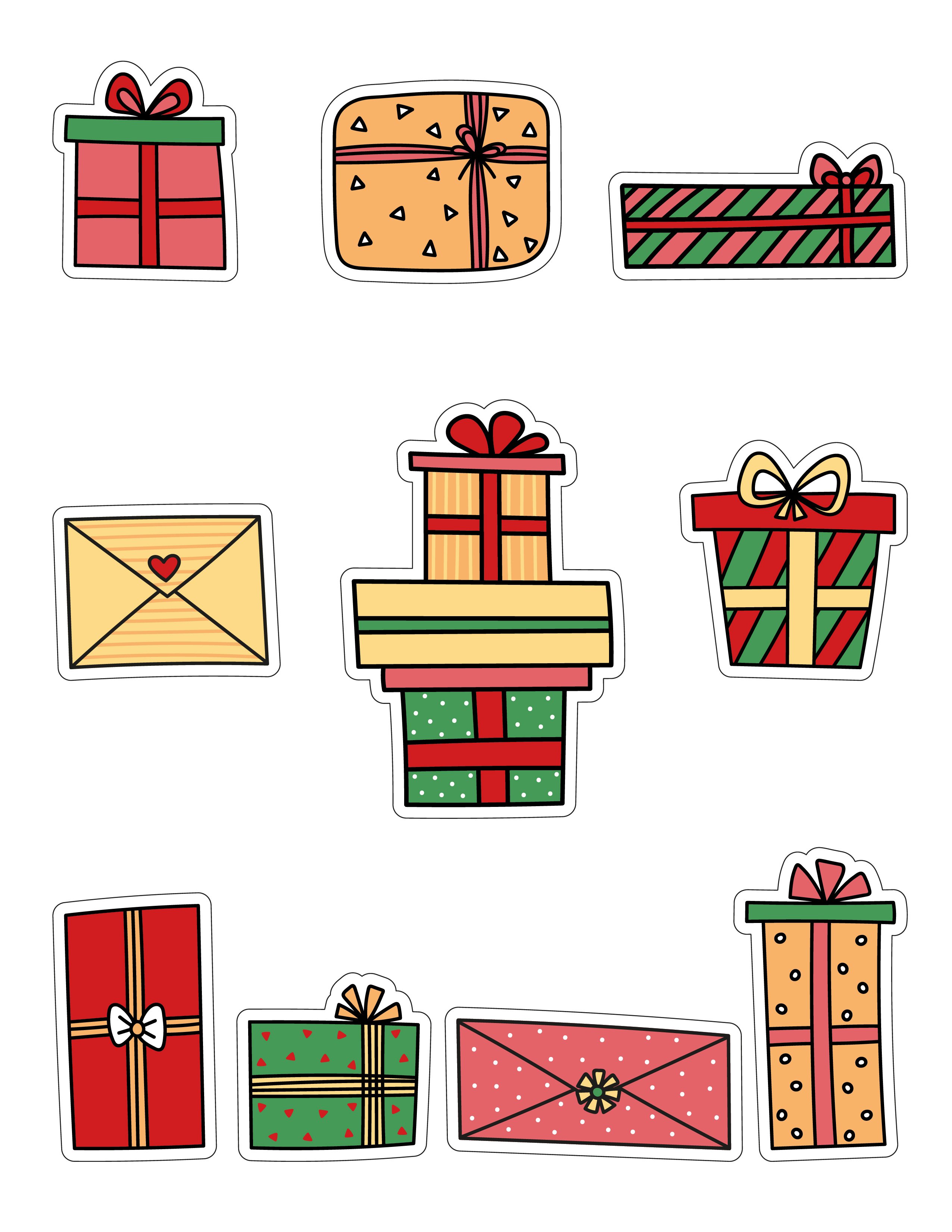 Gift Box Stickers Bundle, Birthday, Christmas Gift (2231043)