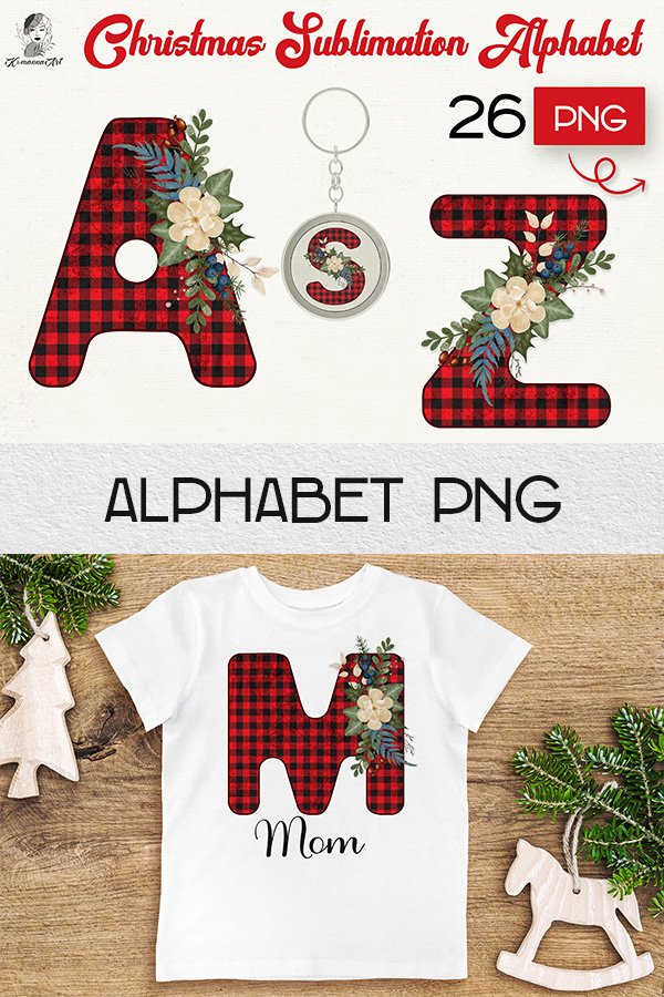 Christmas Sublimation Alphabet, Christmas letters PNG bundle