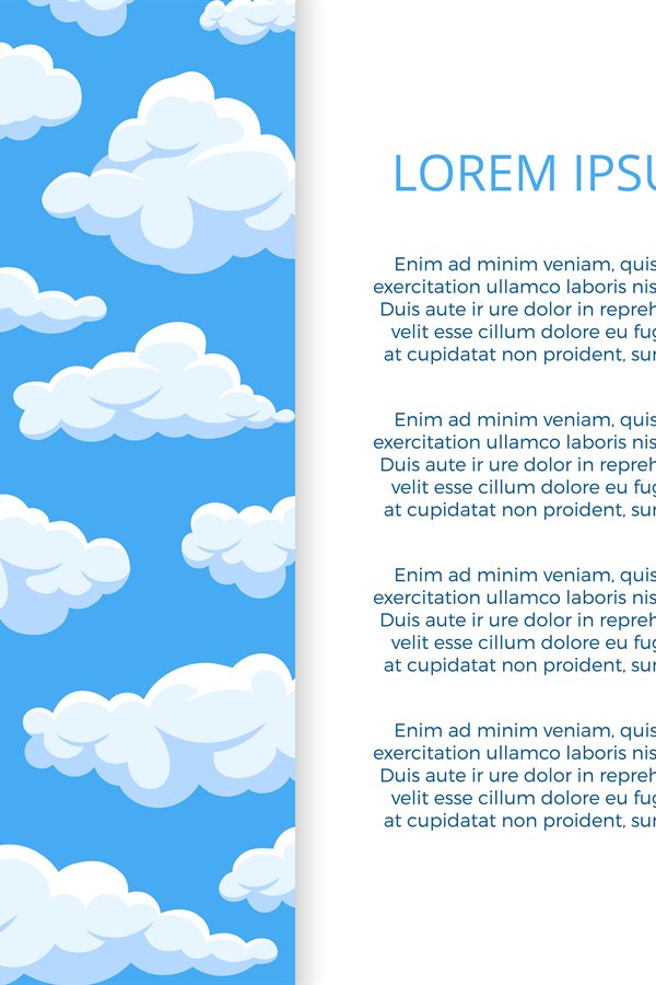Cartoon clouds on blue sky banner template
