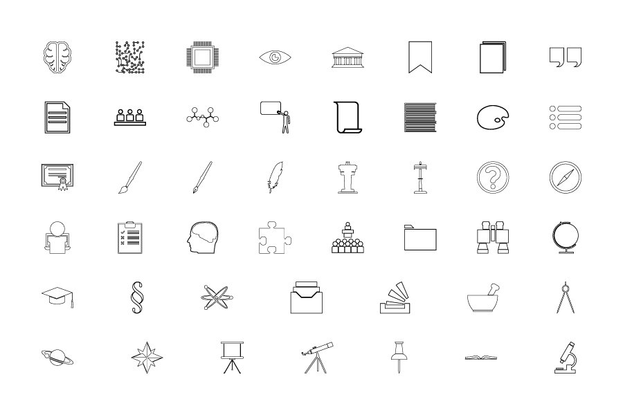 Education black color set outline style