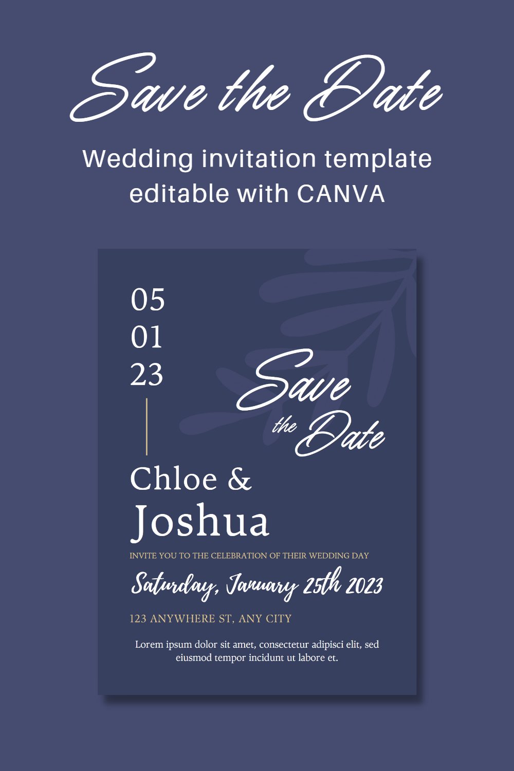 Save the Date Wedding Invitation Card Template Design