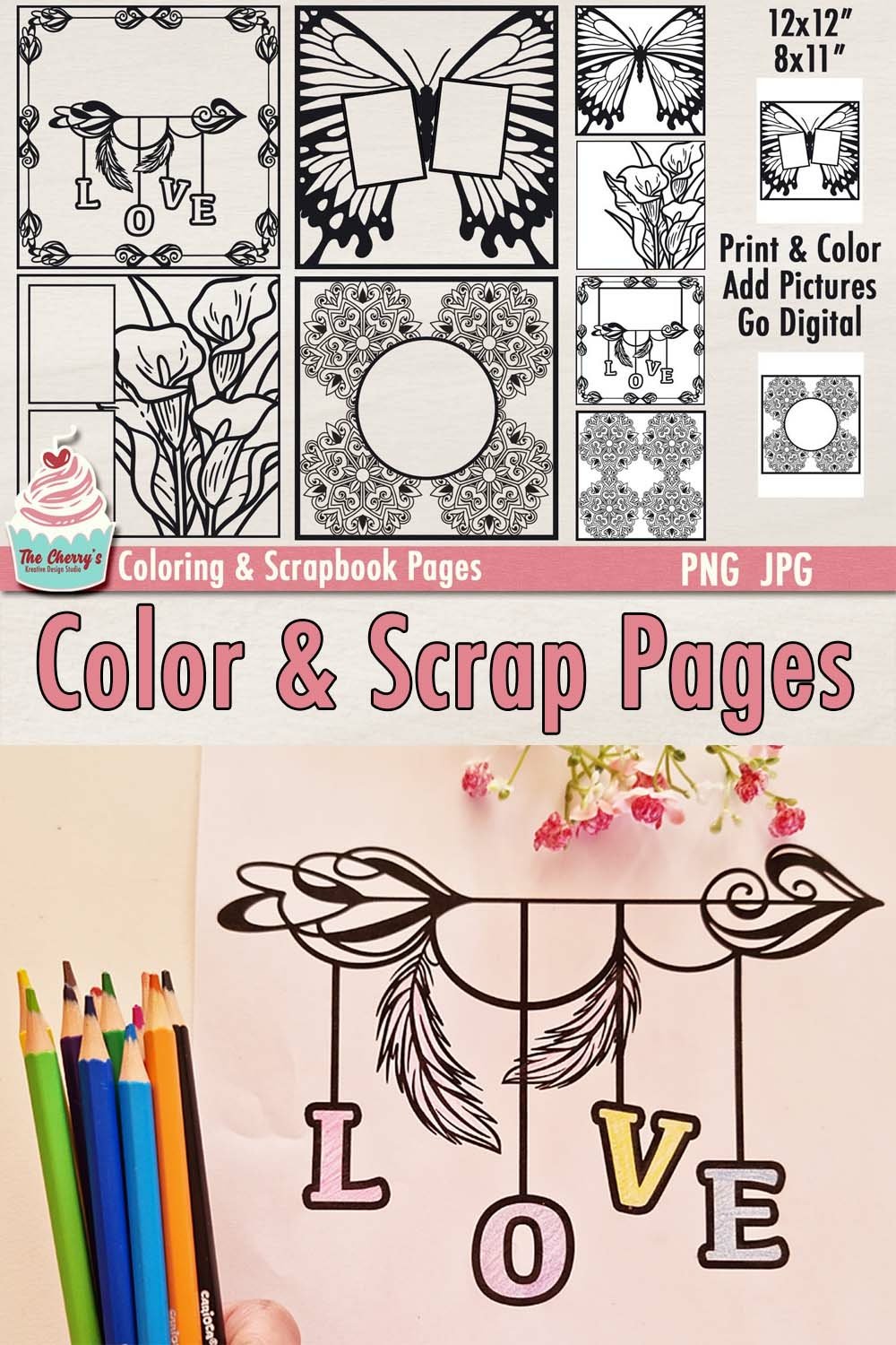 Color Pages for Scrapbooking and More