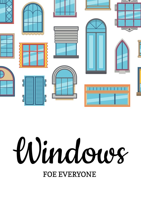 Vector window flat icons background with place for text illu