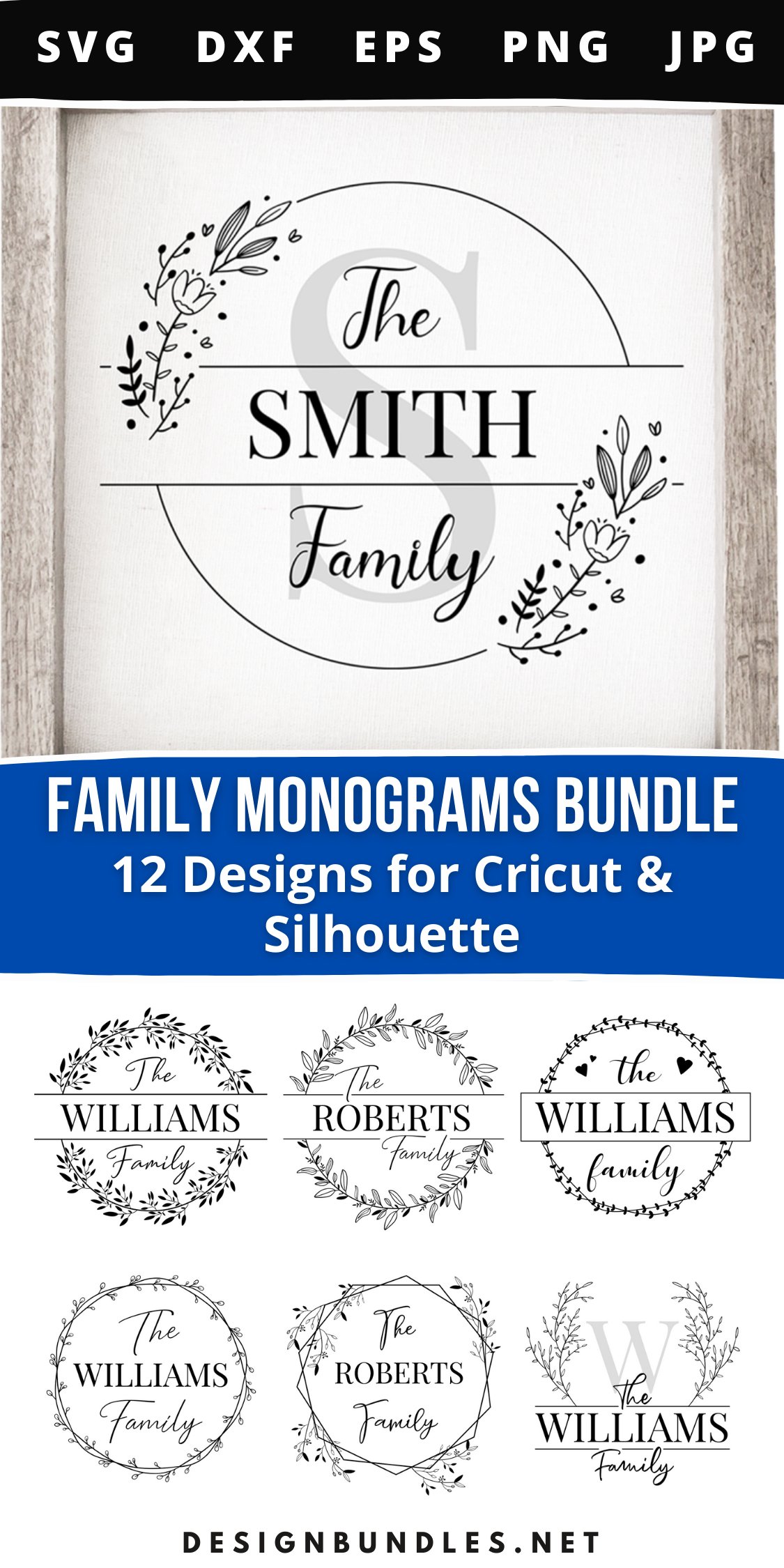 Family Monogram SVG Bundle | 12 Hand Drawn (1894684)