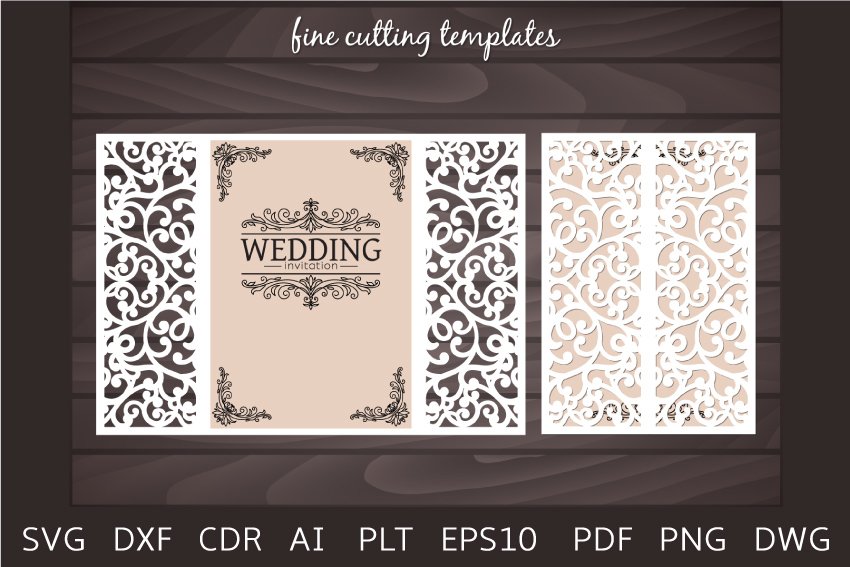 Wedding Invitation 5x7 Gate card cutting template (920556)