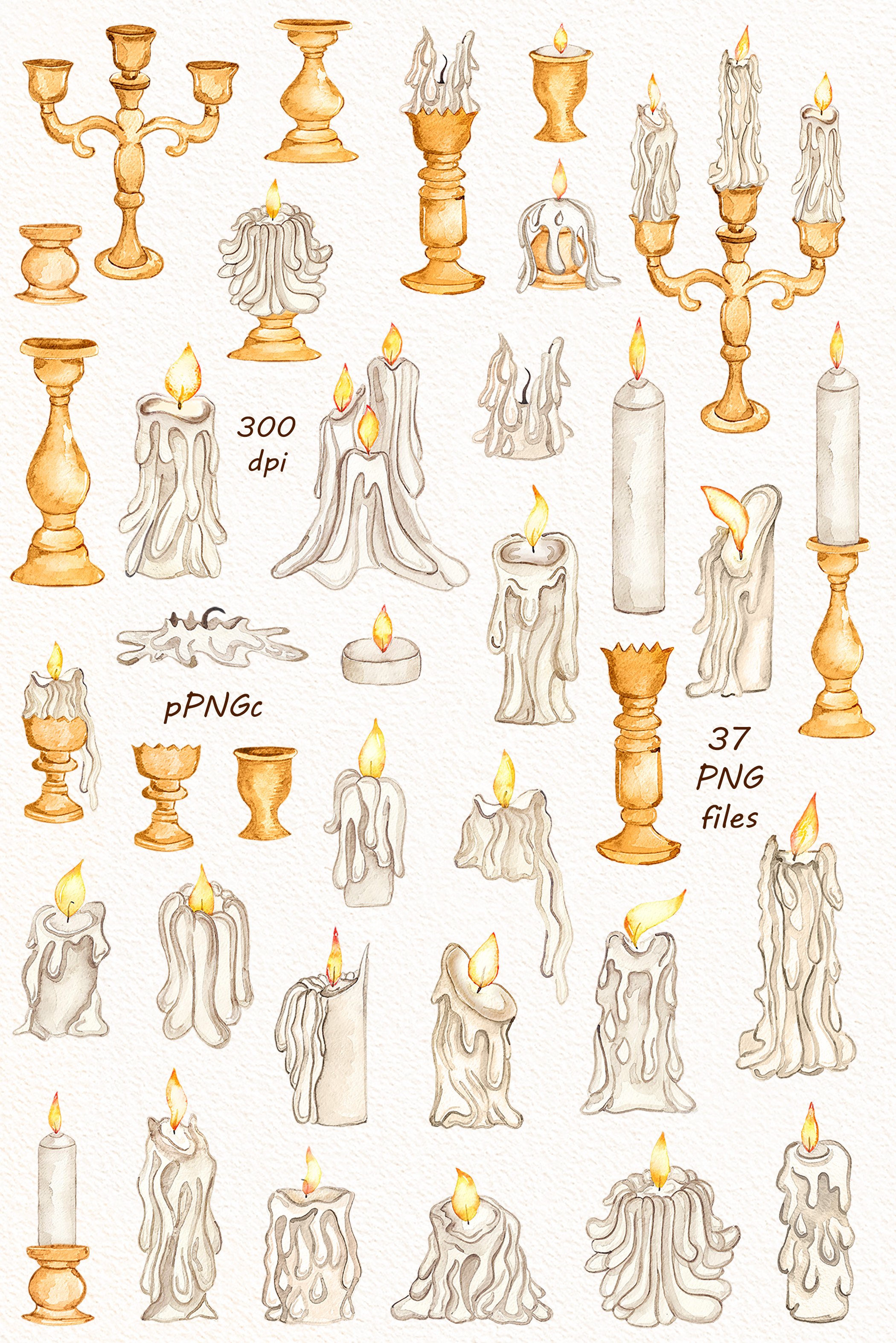 Watercolor candles clipart (2260000)