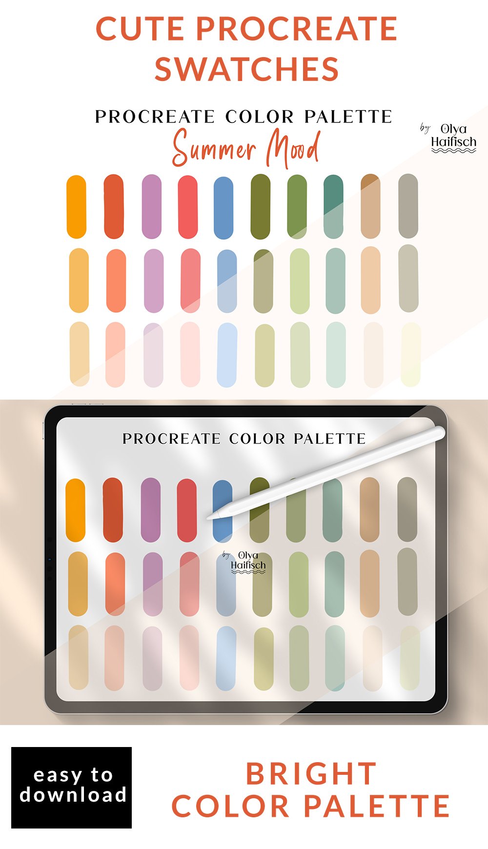 Bright Procreate Color Palette. Colorful Procreate Swatches