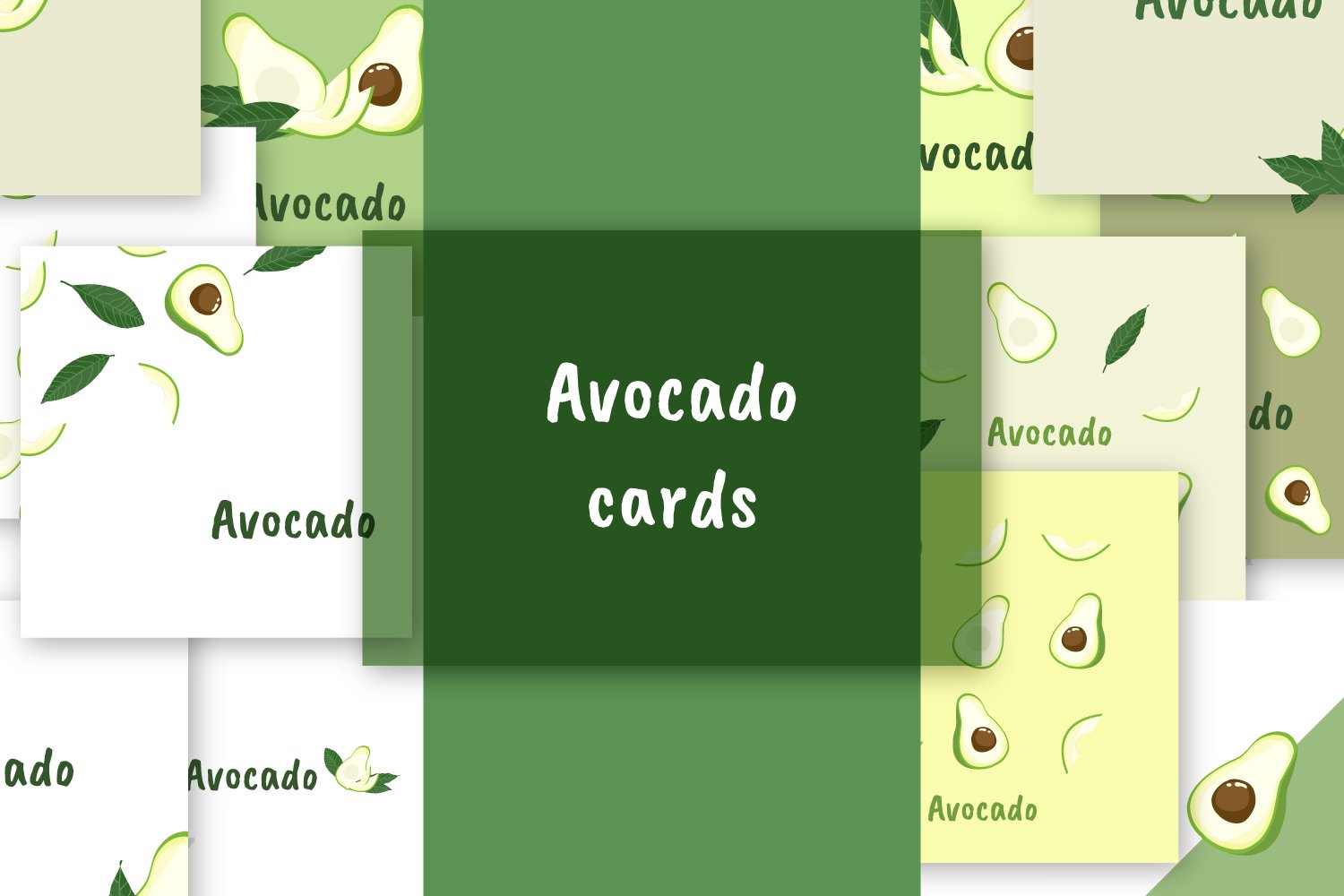 Set of cards with avocado