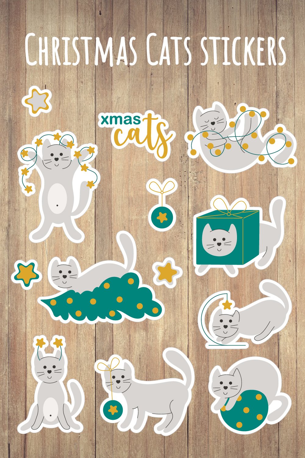 Christmas Cats bundle, printable and Digital stickers
