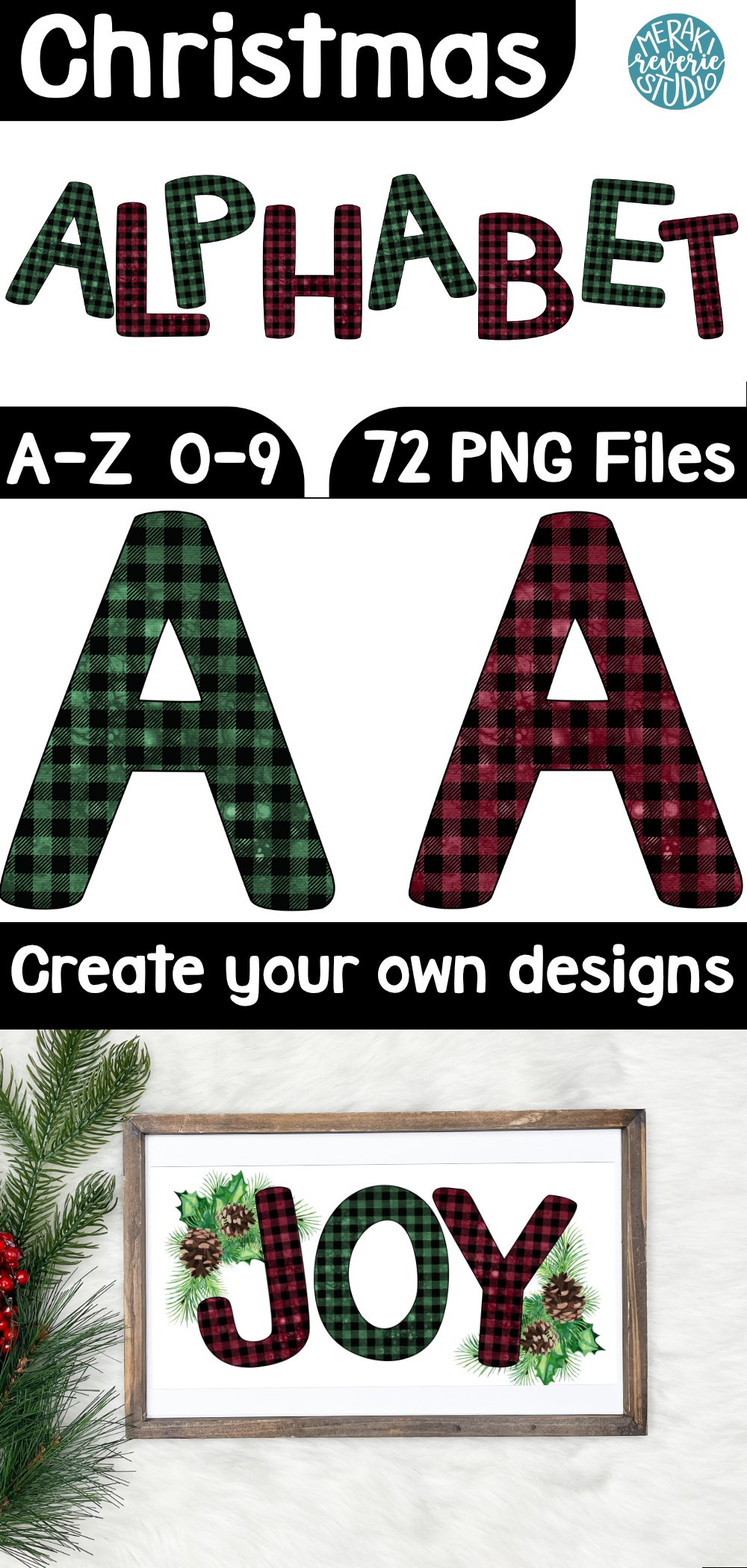 Buffalo Plaid Alphabet for Christmas