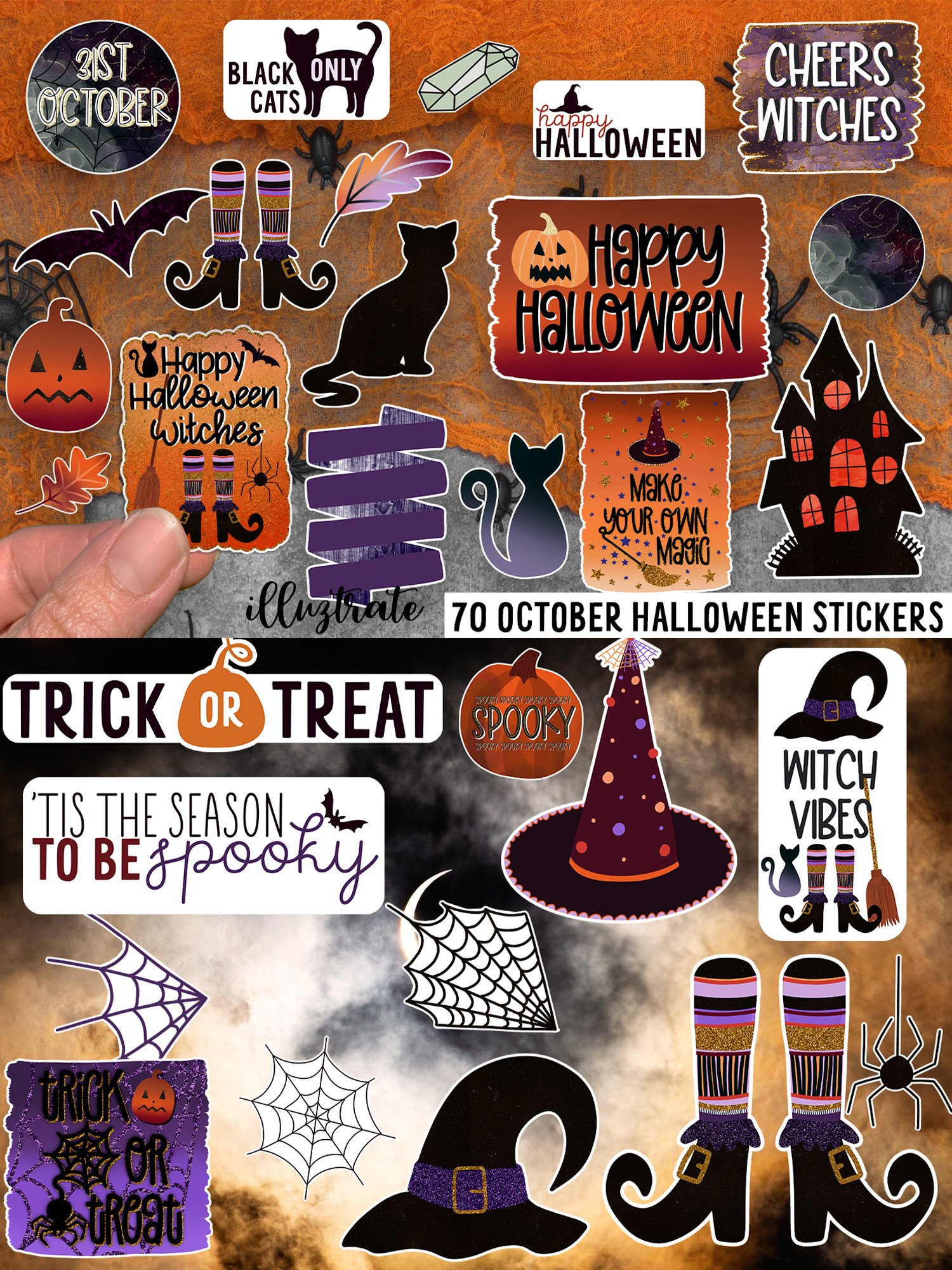 October Stickers for Cricut | Halloween Stickers