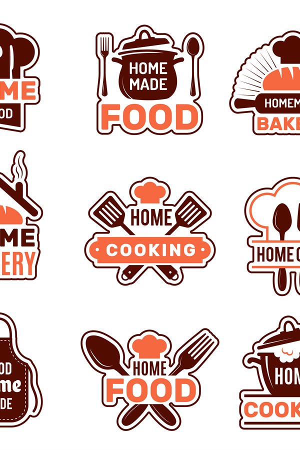 Home cooking logo. Kitchen badges vector collection bakery s