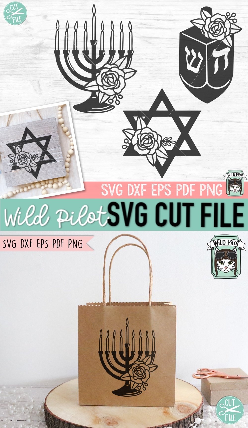 Hanukkah SVG, Chanukah SVG, Menorah SVG, Dreidel SVG, Jewish