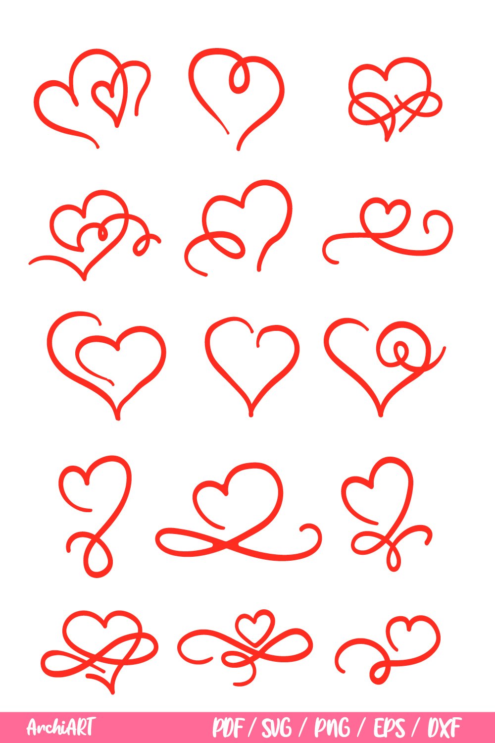 Line heart svg, Doodle heart svg, Hand drawn Heart svg