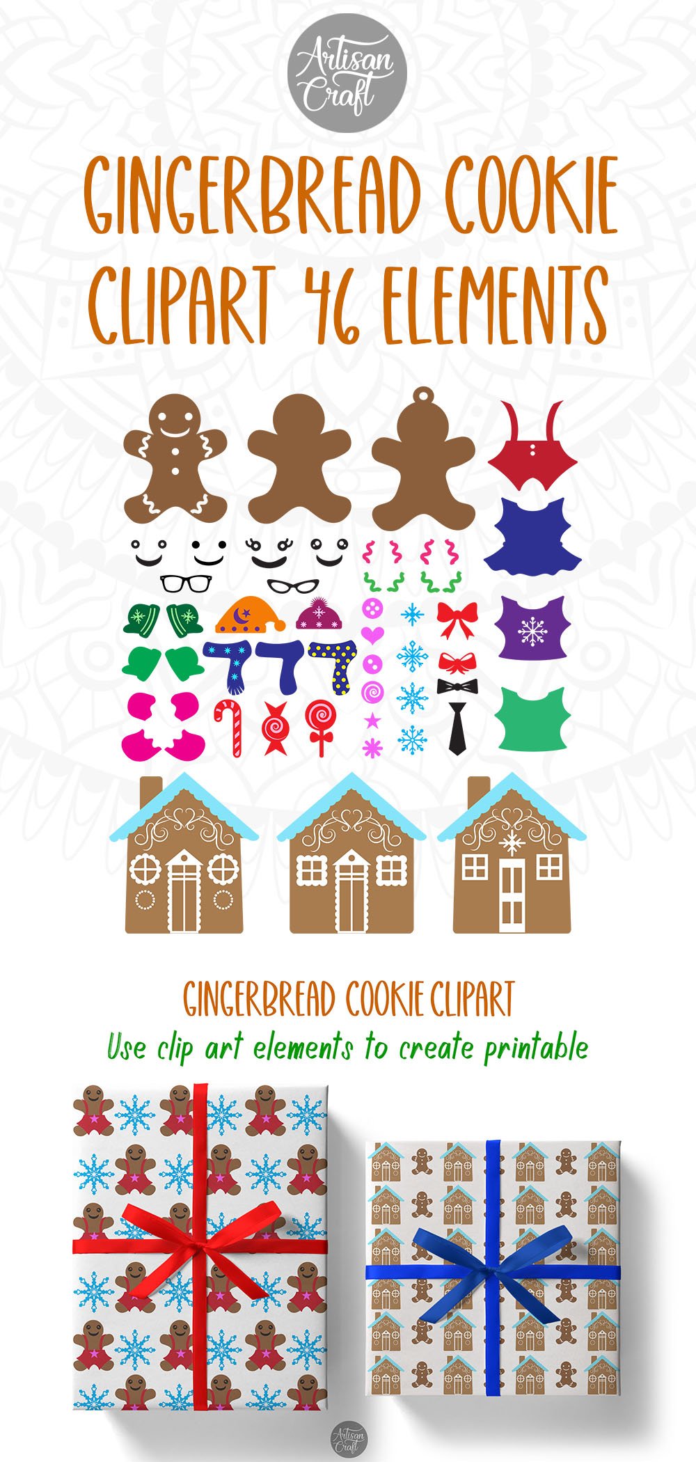Gingerbread clipart with gingerbread cookie