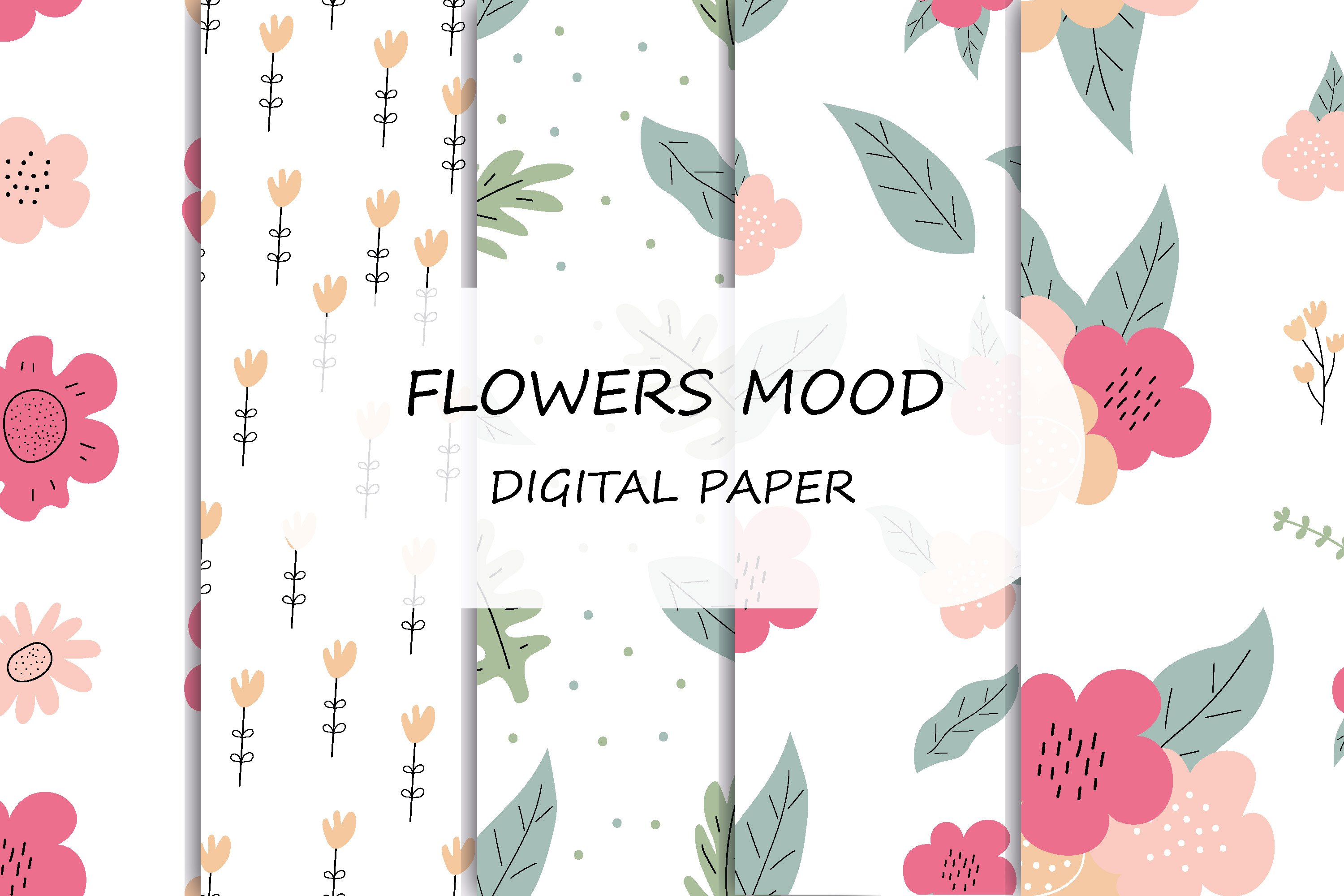 FLOWERS MOOD seamless pattern sublimation / DIGITAL PAPER