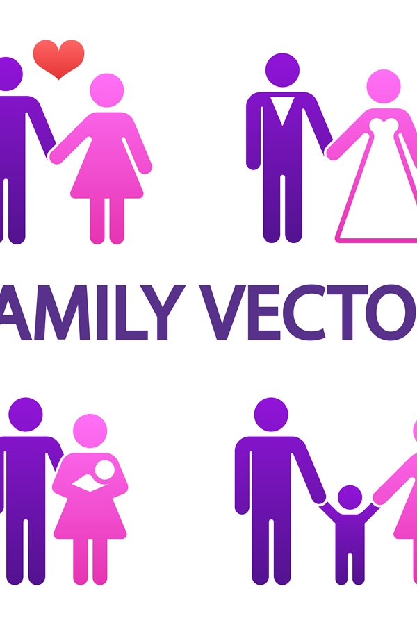 Colorful happy family icons