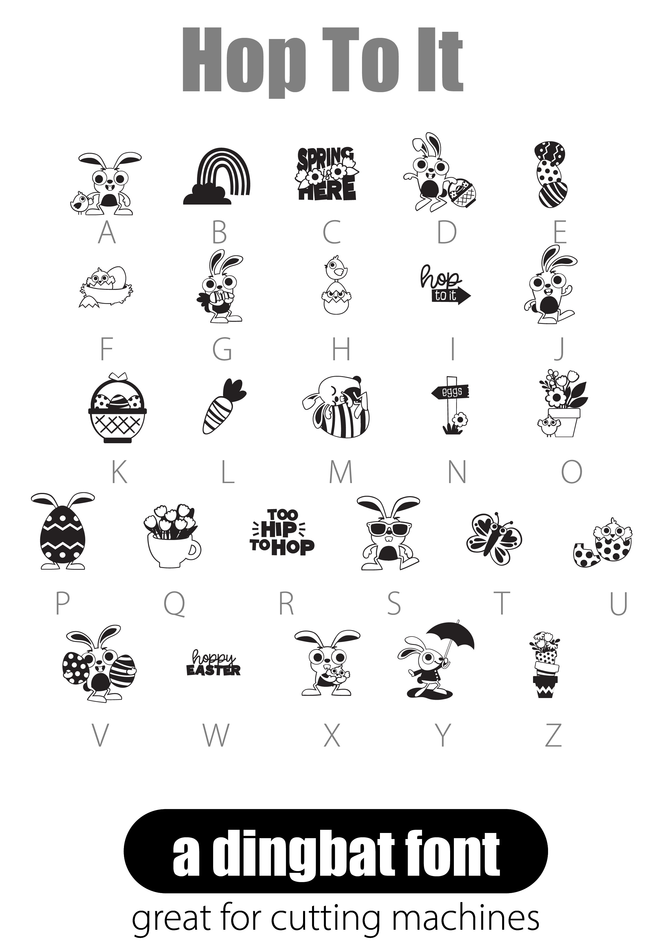 Two Easter Dingbat Fonts with 52 creative images