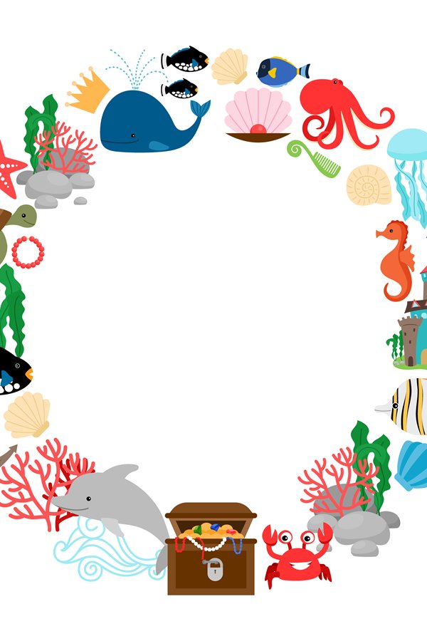 Marine life round frame