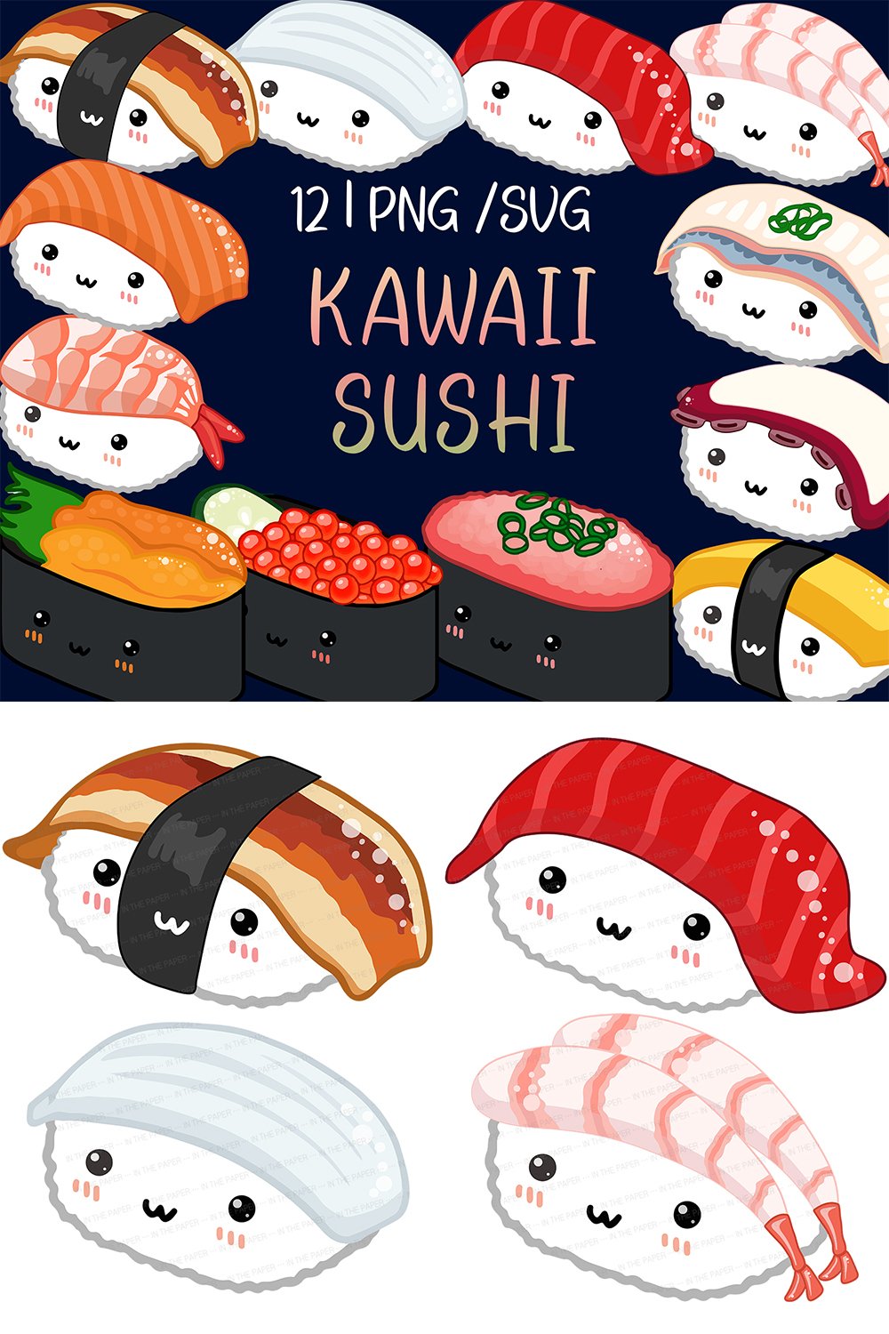 Kawaii Sushi | Japan Food | Cute | PNG | SVG | Clip Art