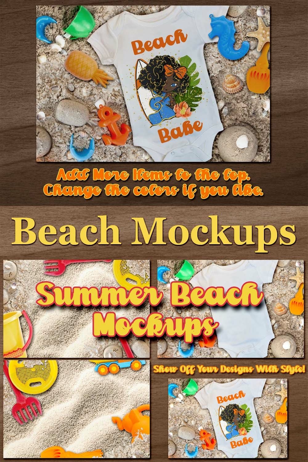 3 Sandy Beach Mockups for Kid's Products