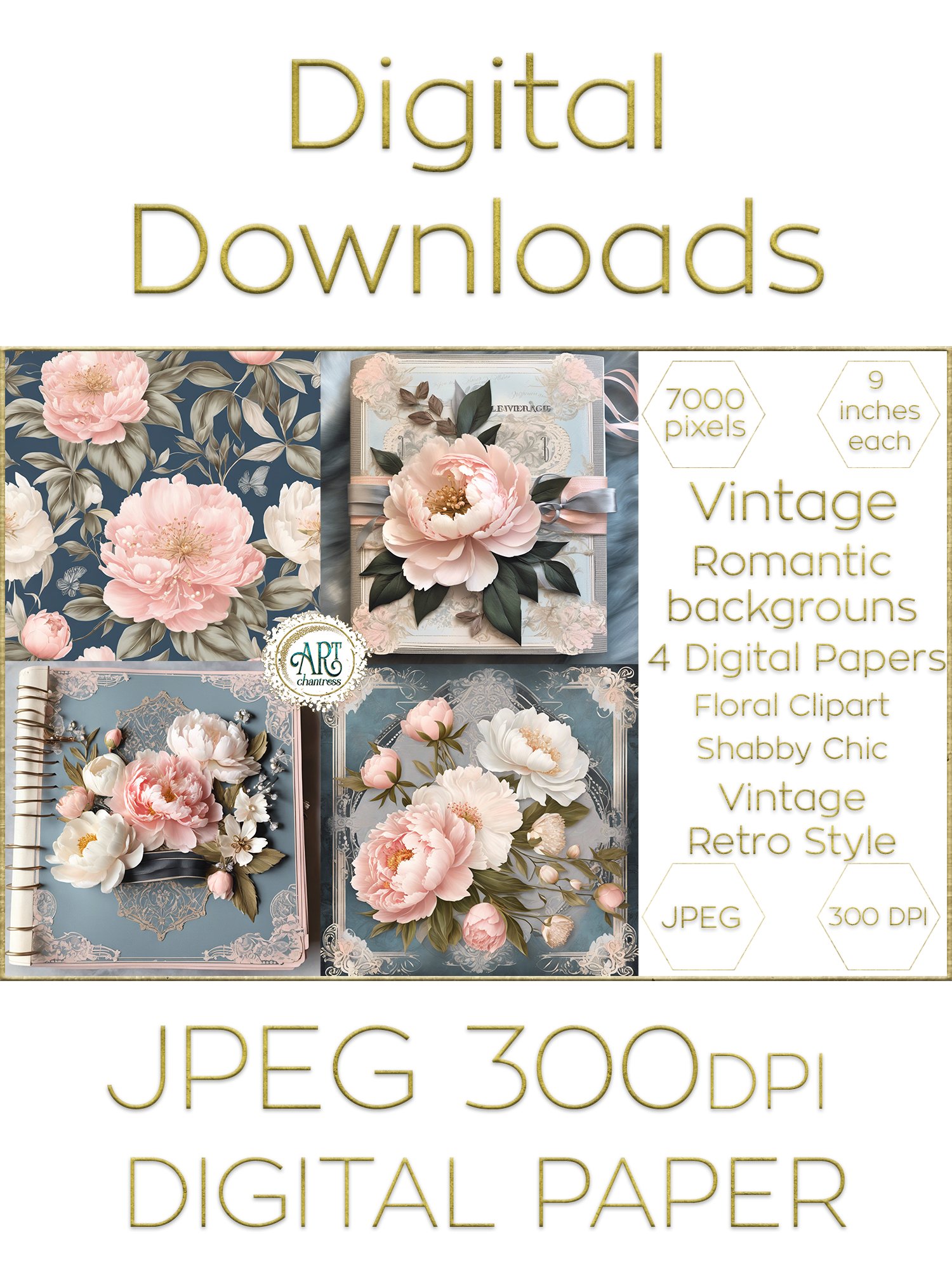 Vintage Floral Bouquet Blush Pink Old Romantic (4084187)