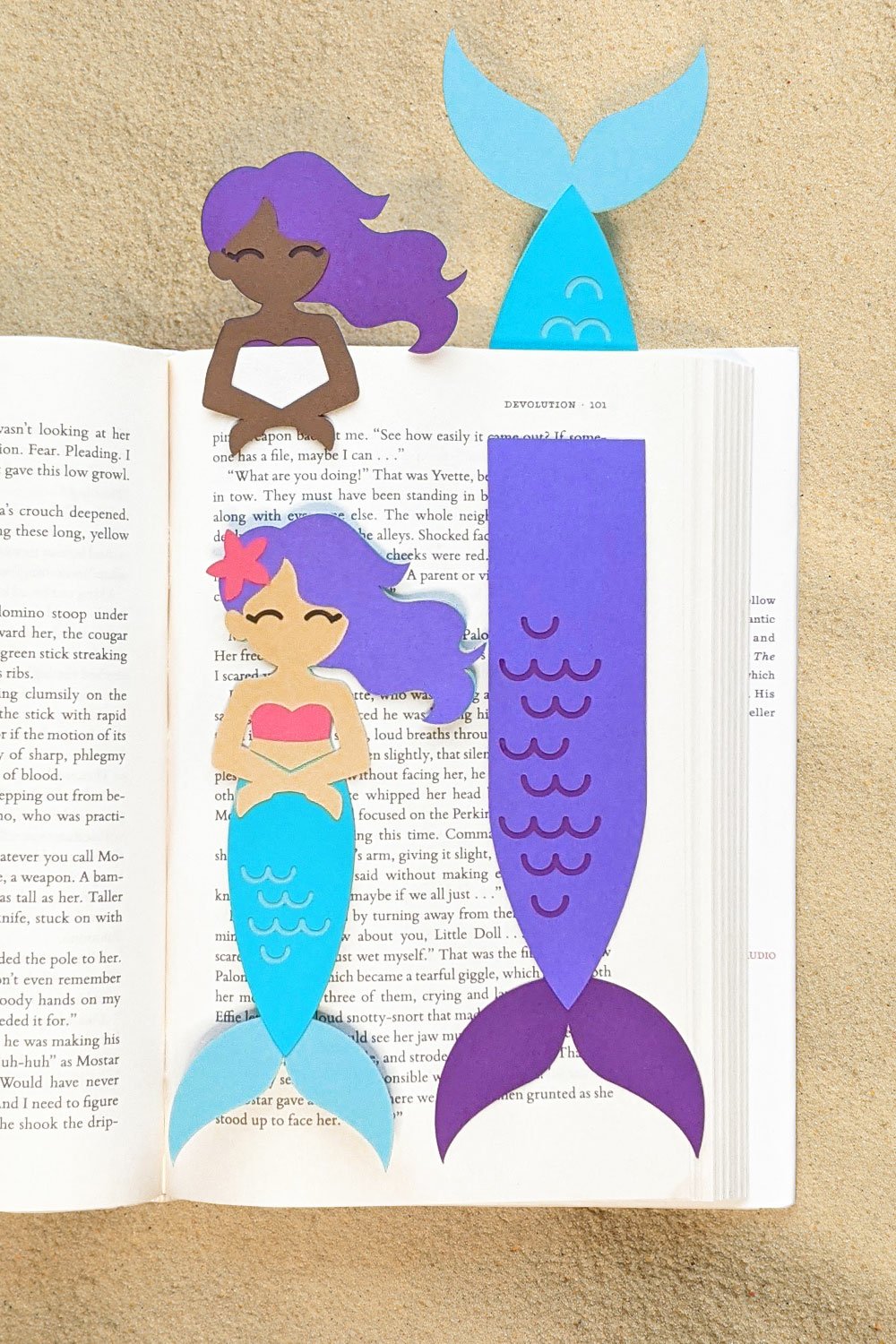Mermaid Papercut Bookmark SVG File Duo