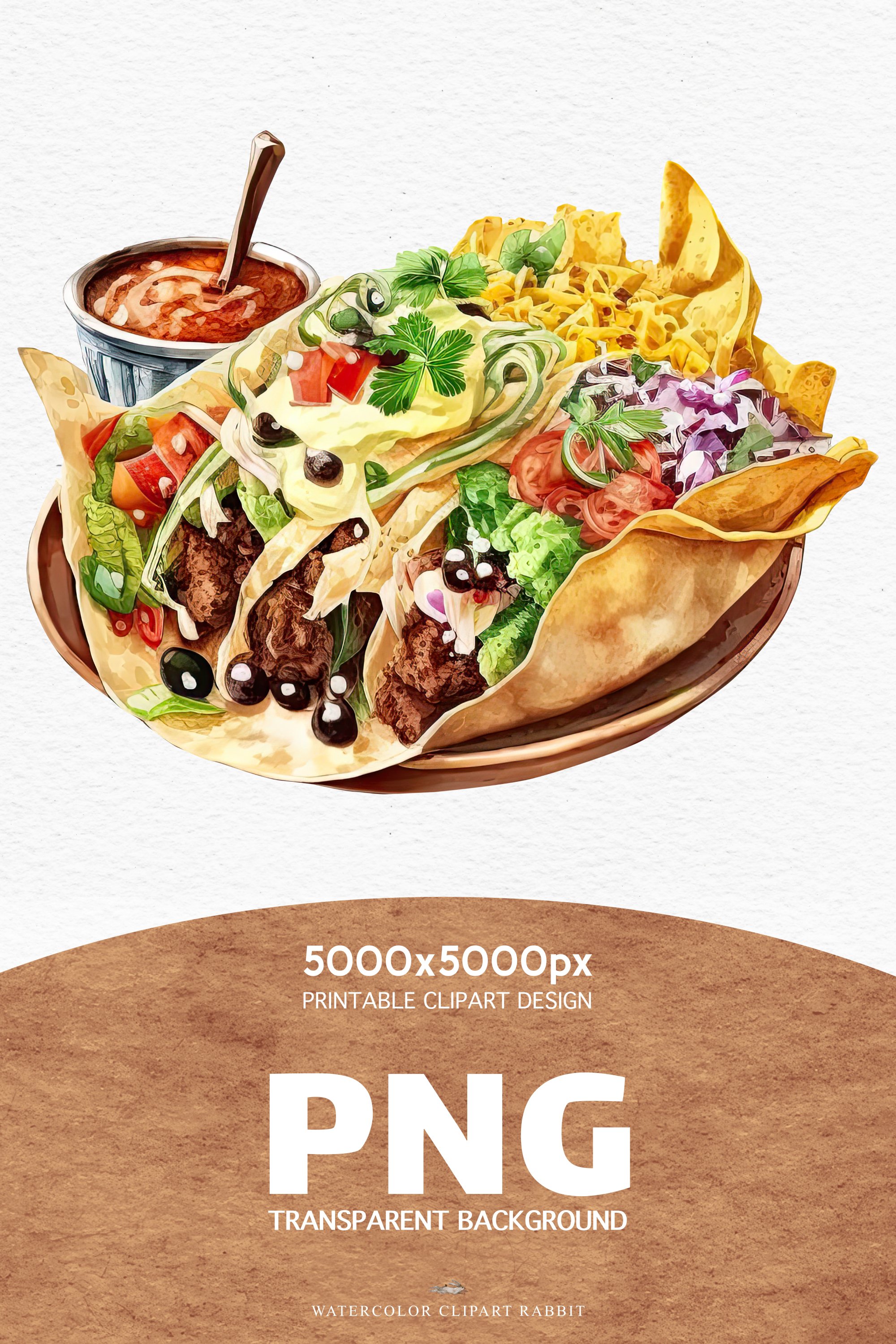 Mexican Food Taco Watercolor Guacamole Burrito Clipart PNG