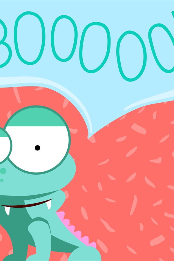 Vector cute cartoon screaming monster with speech (779556)