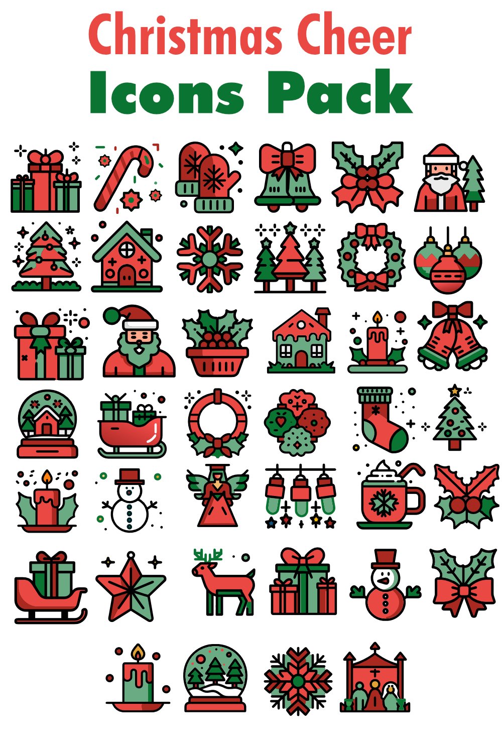 40 Christmas Cheer Vector Icons Bundle