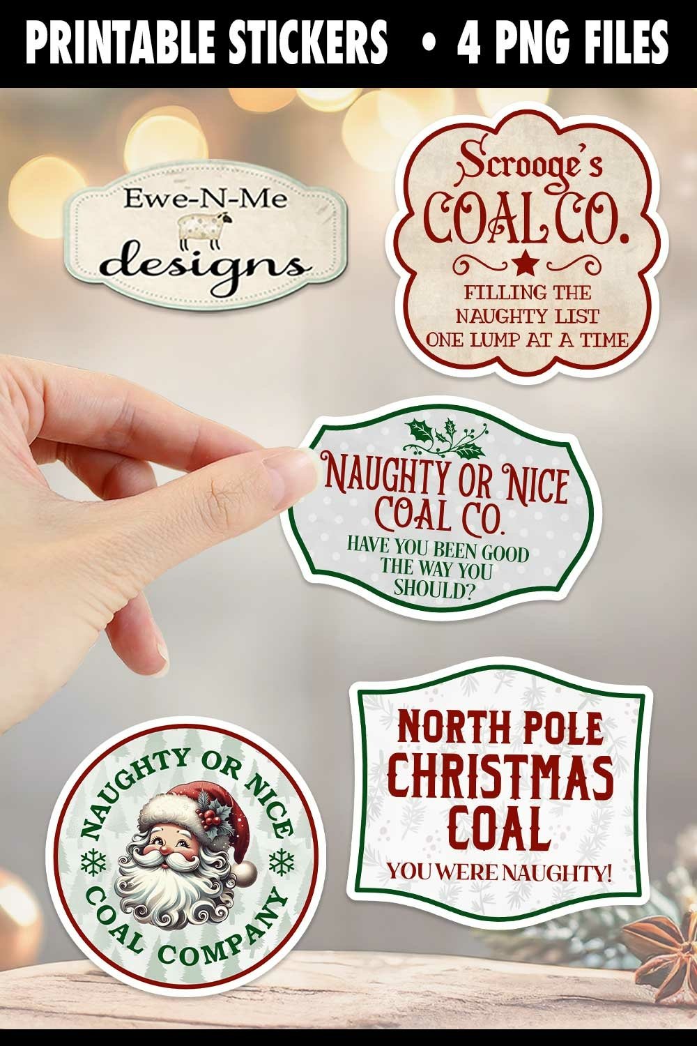 Naughty Nice Coal Printable Stickers | Christmas Stickers