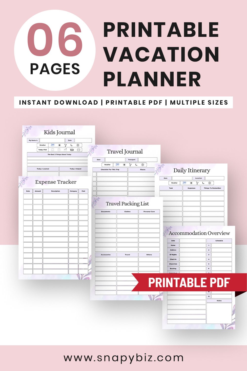 Vacation Planner, Trip Planner, Vacation Checklist
